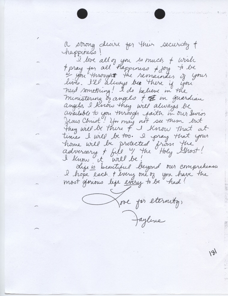 Read Faylene's letter to Doug and Hilary