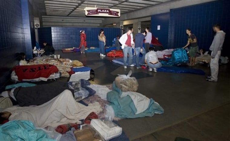 Football stadium now a shelter for fire evacuees
