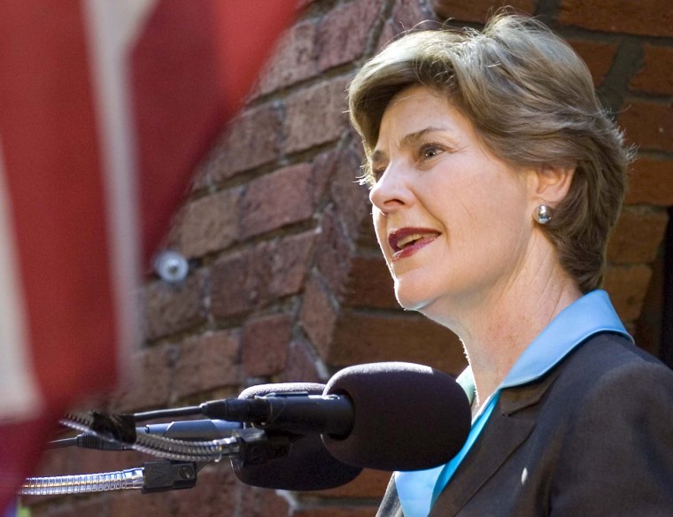 Laura Bush campaigns, promotes