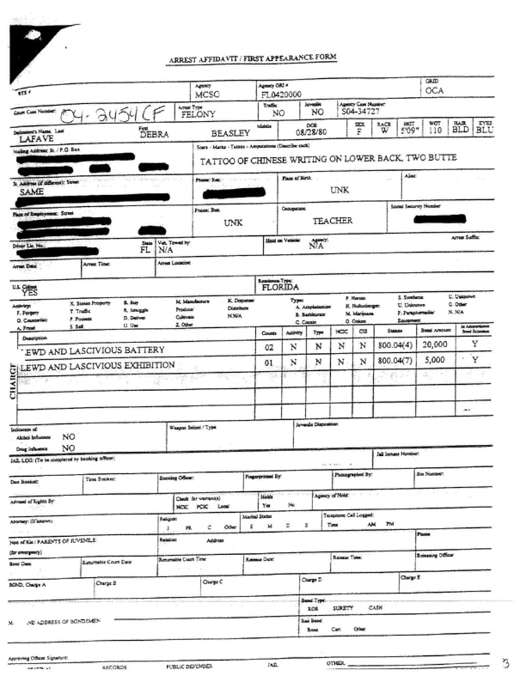 LaFave arrest affidavit