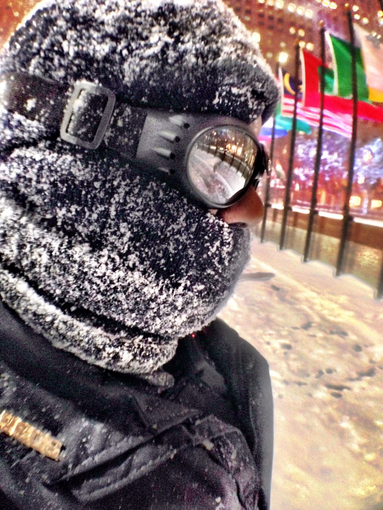 NYPD Officer Takes a Cold Hard Look at Frozen Landscape