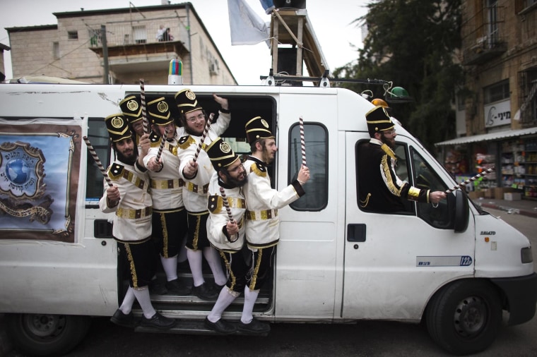 Jewish Revelers Celebrate End of Purim Holiday