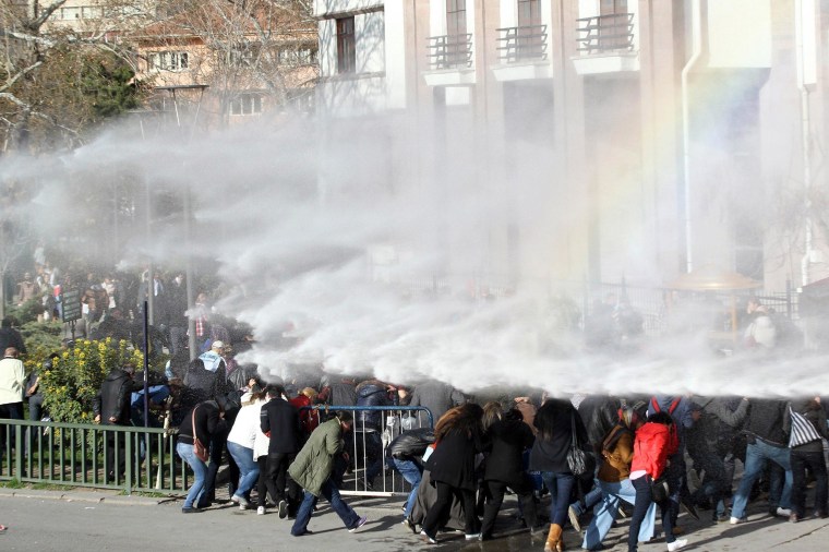 Riot Police Fire Water Cannons at Protesters in Turkey