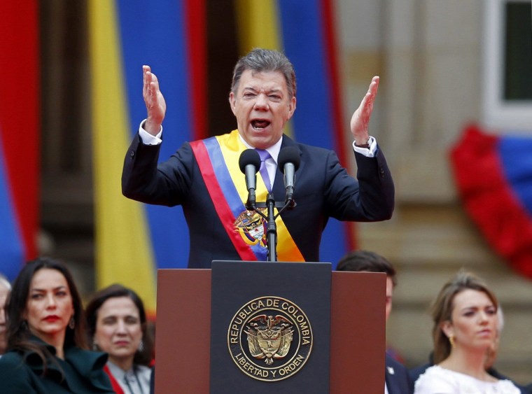 Colombia Swears In Santos for Second Term as President