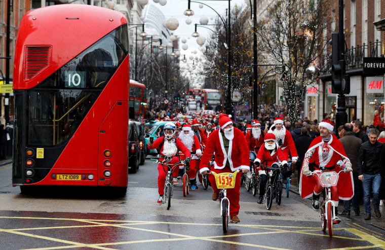 Jolly Santas herald holiday season