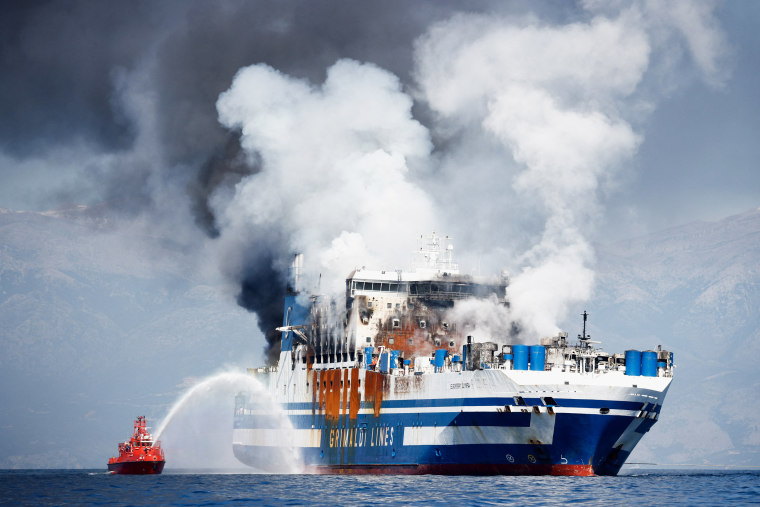 Survivor found on burning ferry off Greek island