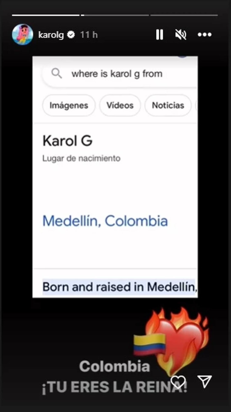 Karol G dice que Colombia es "la reina" y muestra orgullo por Medellín