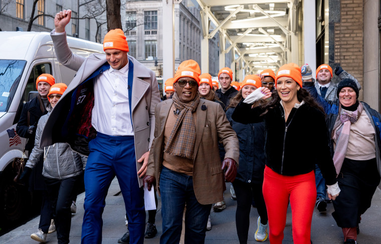 NFL's Rob Gronkowski Tackles Al Roker on the TODAY Plaza