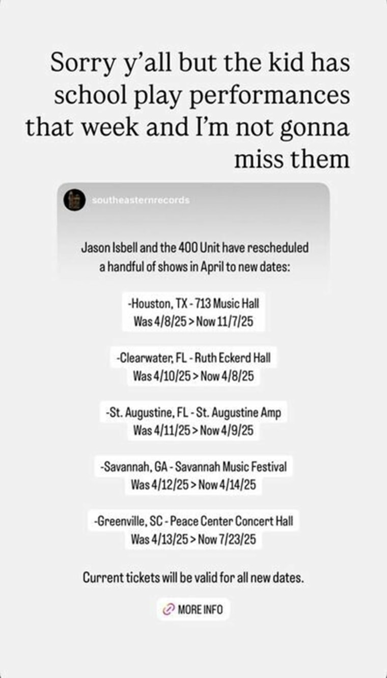 Jason Isbell Rescheduled 5 Concerts To Attend Child's School Play