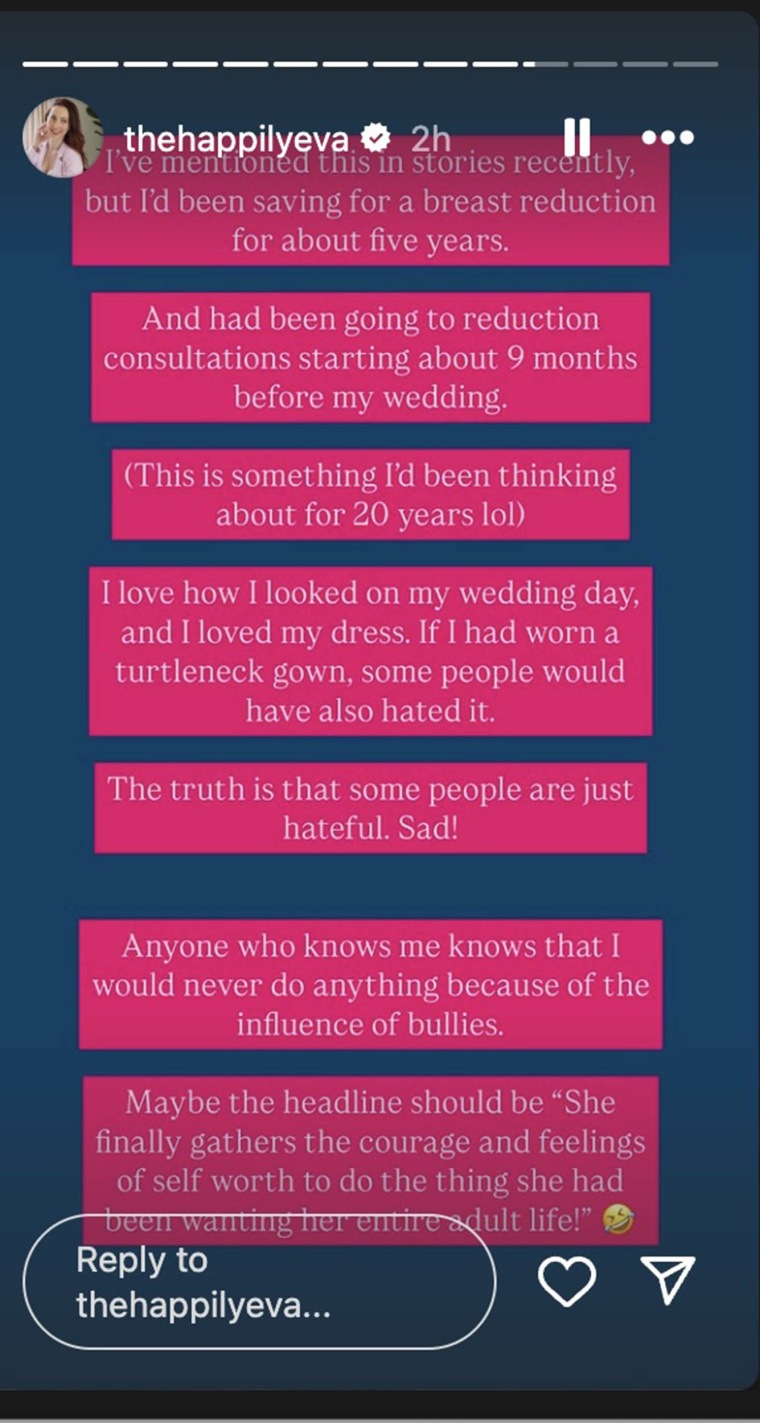 Eva Amurri Responds To Headlines Saying Breast Surgery Was Because Of Wedding Dress Criticism