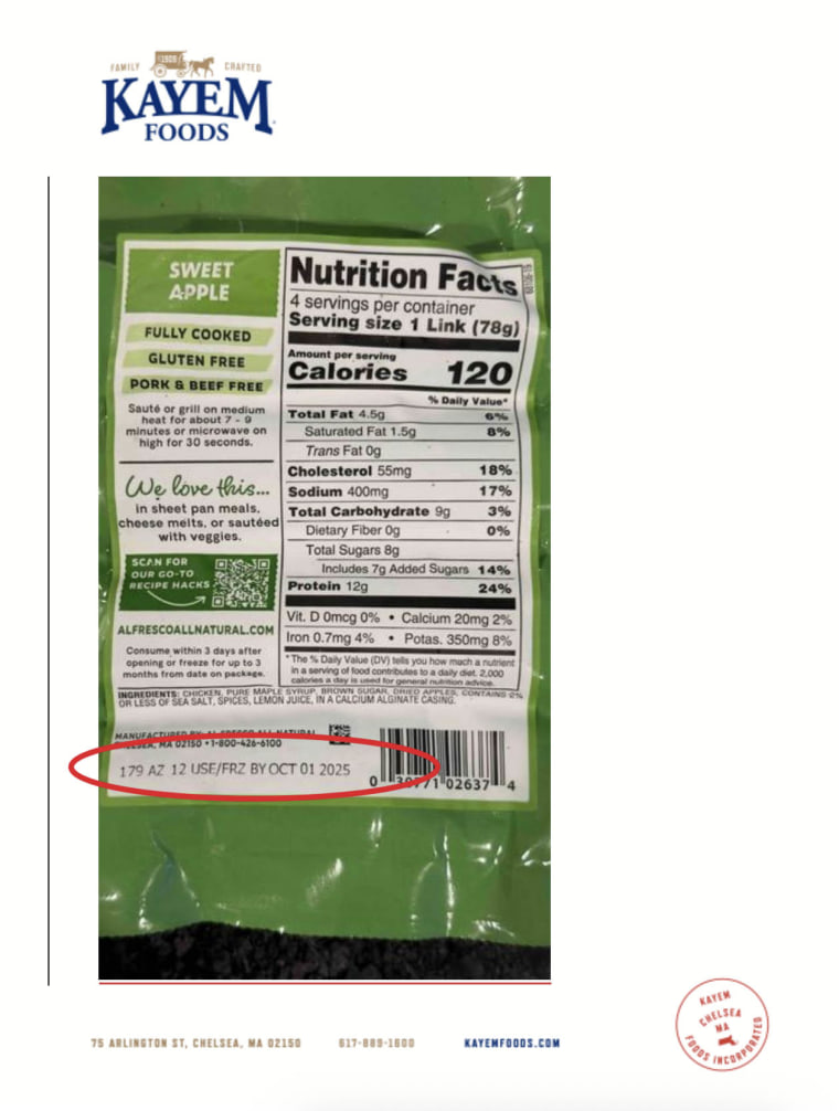 Kayem Foods Recalls Chicken Sausage Over Plastic Contamination