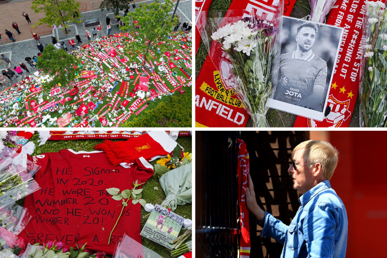 Liverpool players join mourners as soccer star Diogo Jota is laid to ...