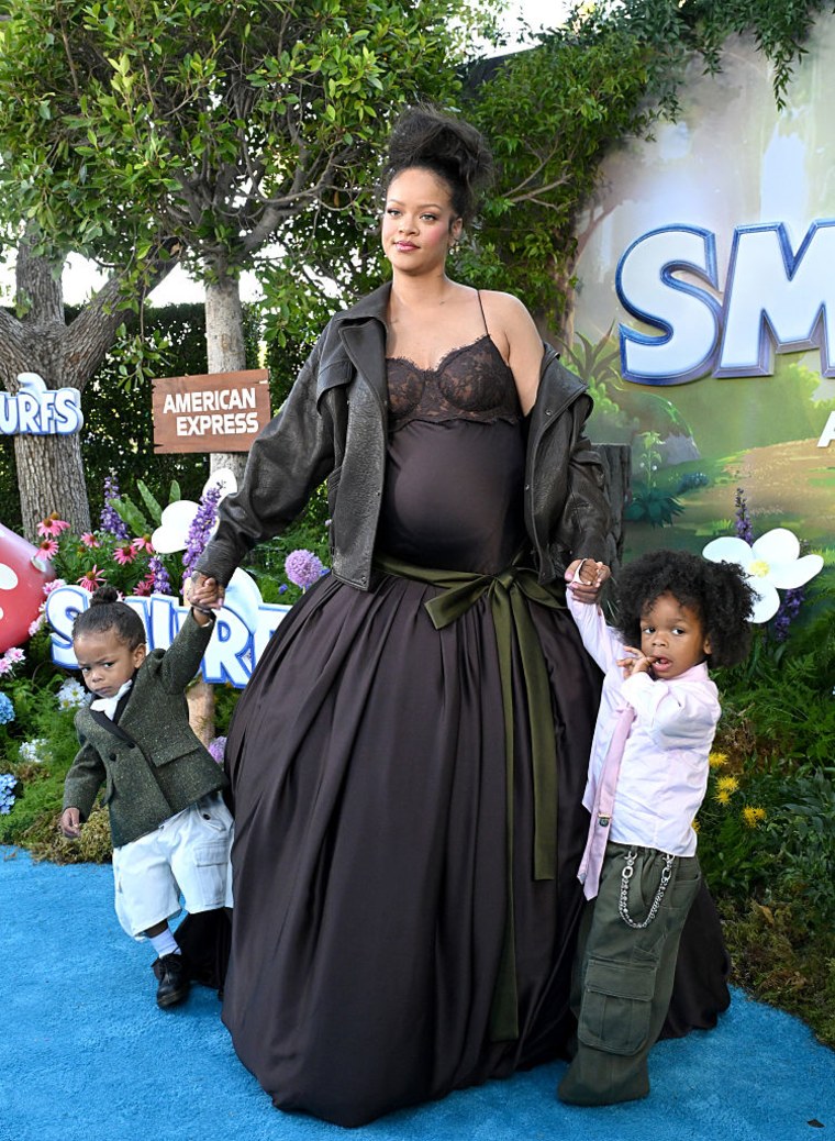 Rihanna, Sons RZA and Riot Make Rare Appearance at 'Smurfs'