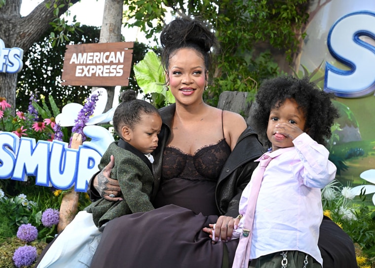 Rihanna, Sons RZA and Riot Make Rare Appearance at 'Smurfs'