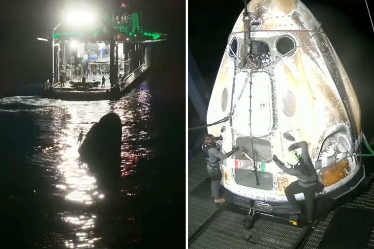 NASA astronauts splash down after leaving space station early due to a ...