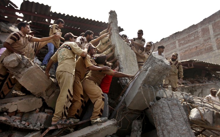 Frantic effort to rescue people trapped in a collapsed factory in India