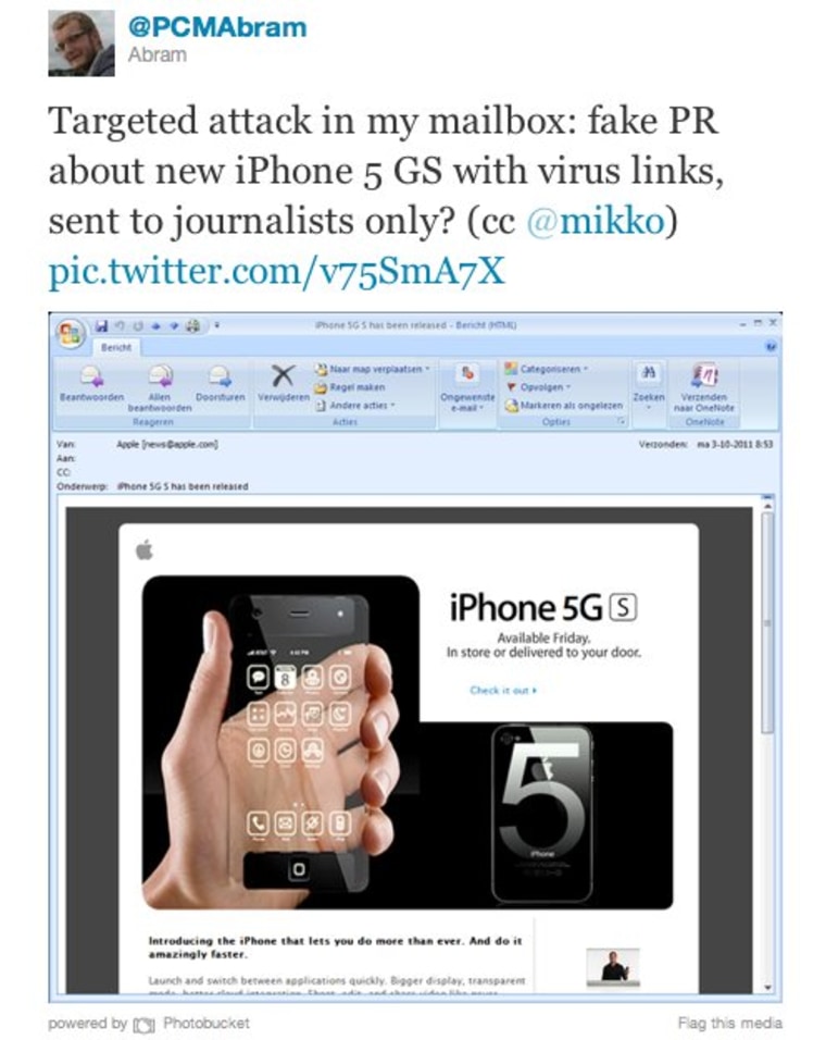 Beware: iPhone 5 emails infecting Windows PCs Beware: iPhone 5 emails infecting Windows PCs