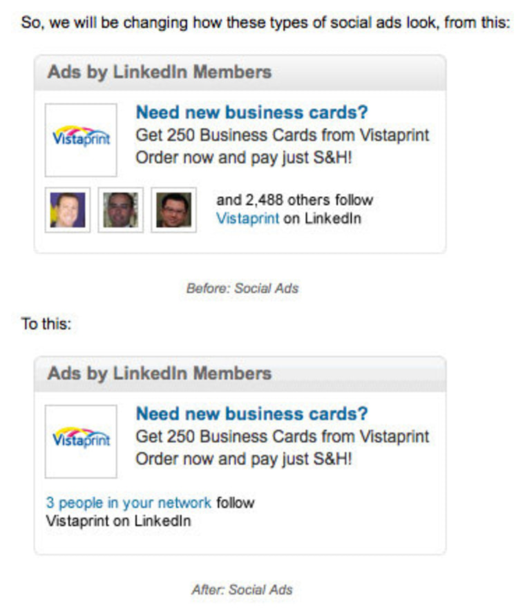 LinkedIn says it won't use members' photos in ads