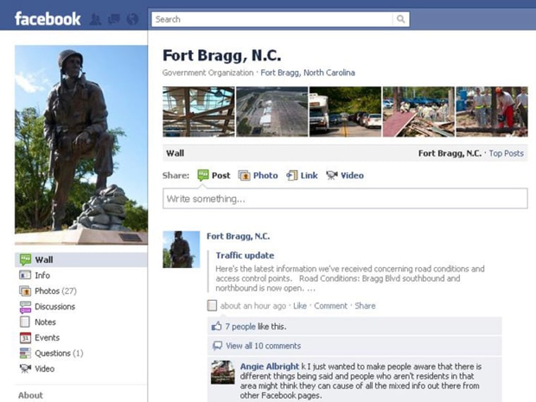 Army base's Facebook page provides post-tornado info