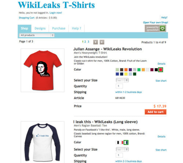 Desperate for funds, WikiLeaks starts selling shirts and coffee mugs
