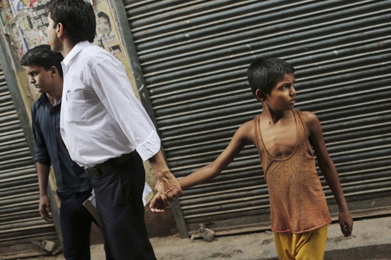 Bonded child laborers rescued in New Delhi, India