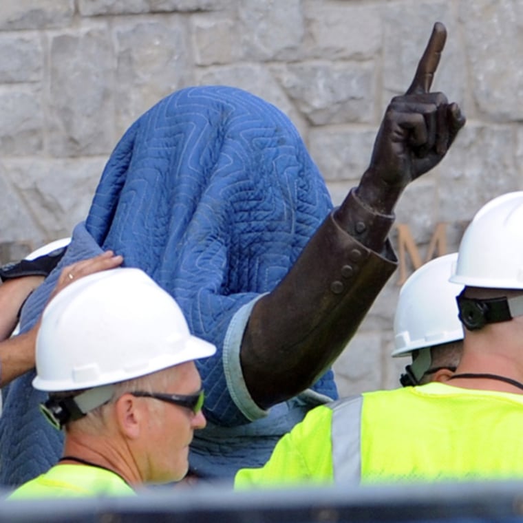 Coach Paterno statue removed at Penn State as college is punished by NCAA