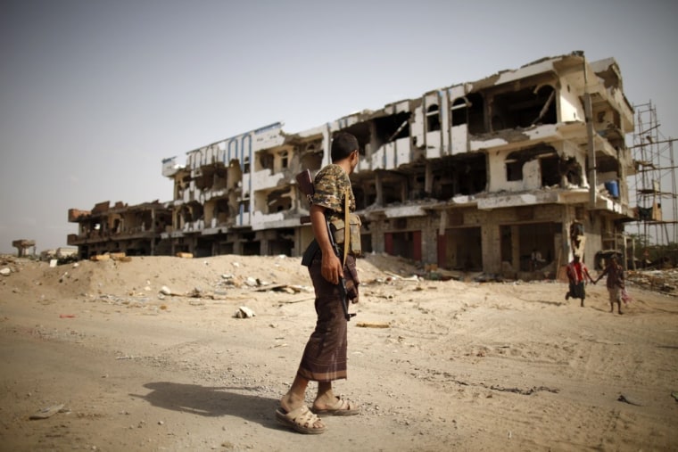 Aftermath of battles waged against al-Qaida in southern Yemen