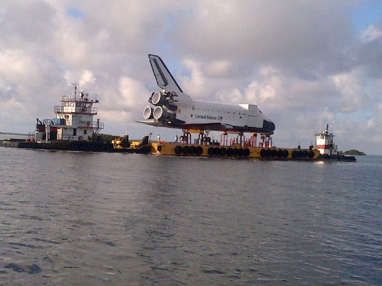 Space shuttle model takes to the sea for voyage to Houston