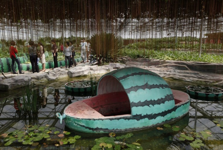 Chinese farmers show off wild and crazy watermelons