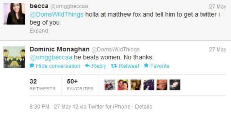 'Lost' star uses Twitter to accuse Matthew Fox of beating women