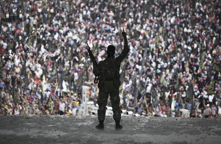 Thousands rally to mark the 25th anniversary of Islamic Jihad in Gaza