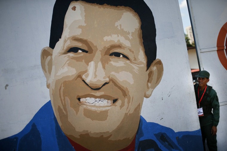 Hugo Chavez election propaganda fill Caracas streets