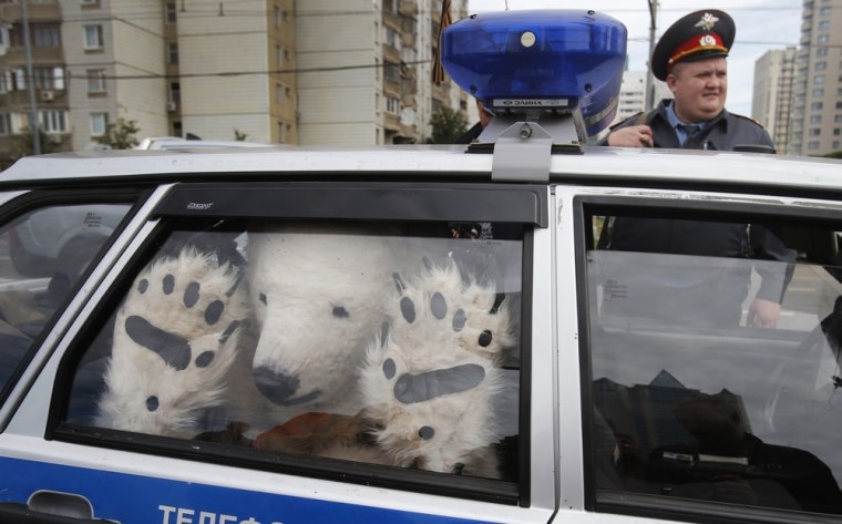 Moscow police nab Greenpeace polar bear protesters