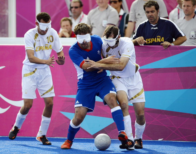 Goa-l-l-l!! Blind soccer star plays it by ear to score at the Paralympics