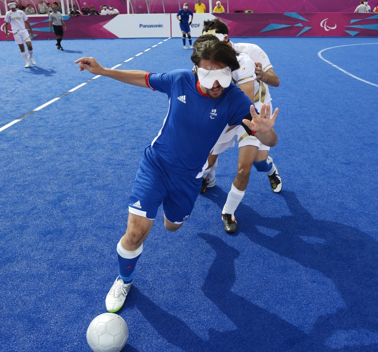 Goa-l-l-l!! Blind soccer star plays it by ear to score at the Paralympics