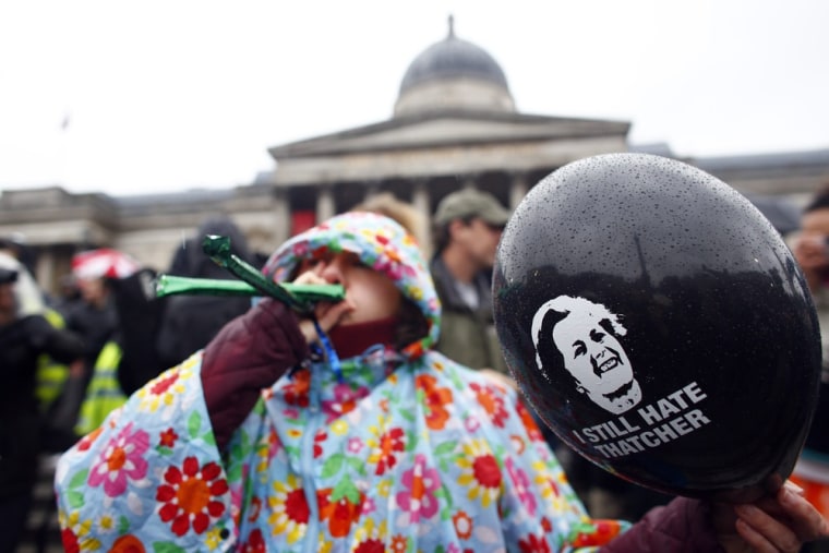 Anti-Thatcher party in London draws hundreds