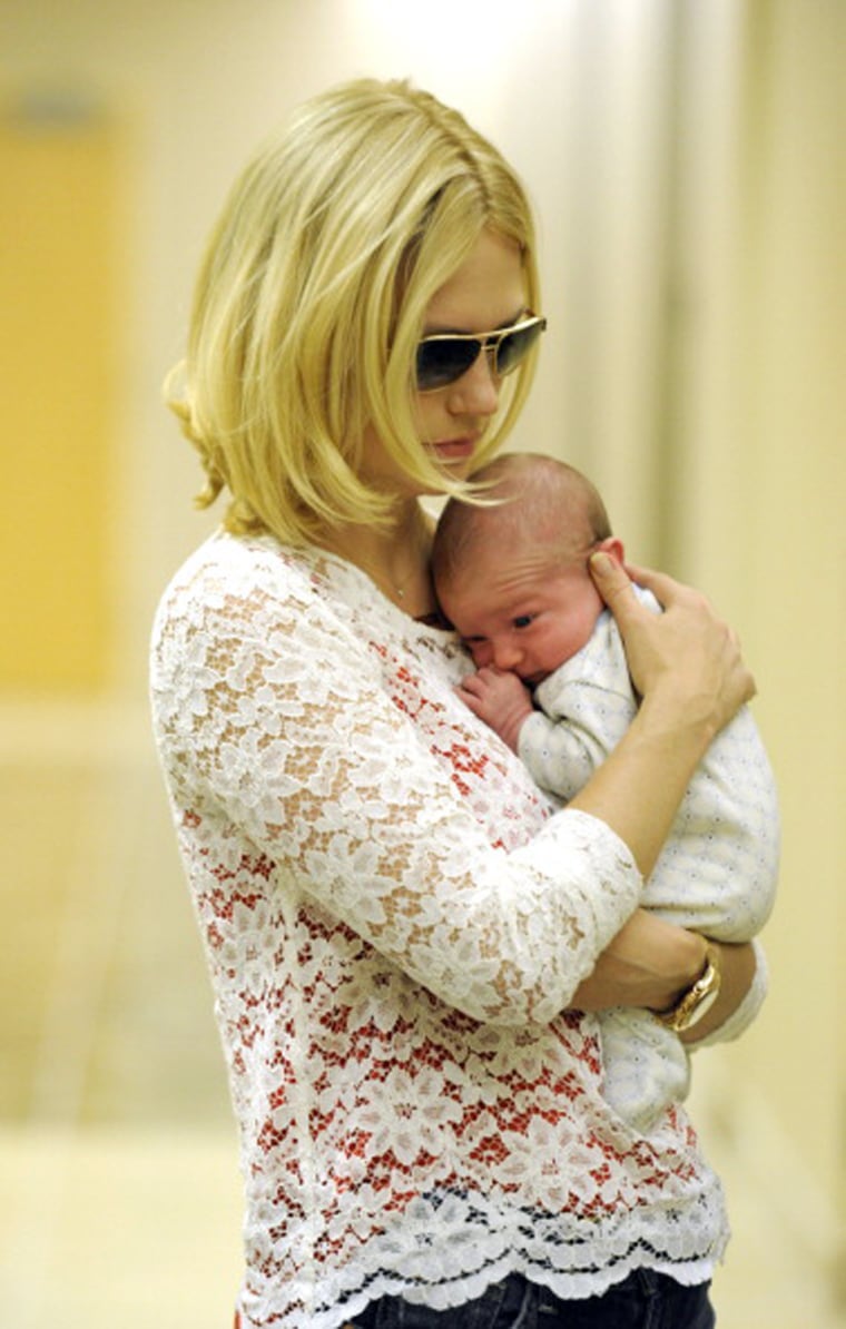 January Jones' baby has his big debut