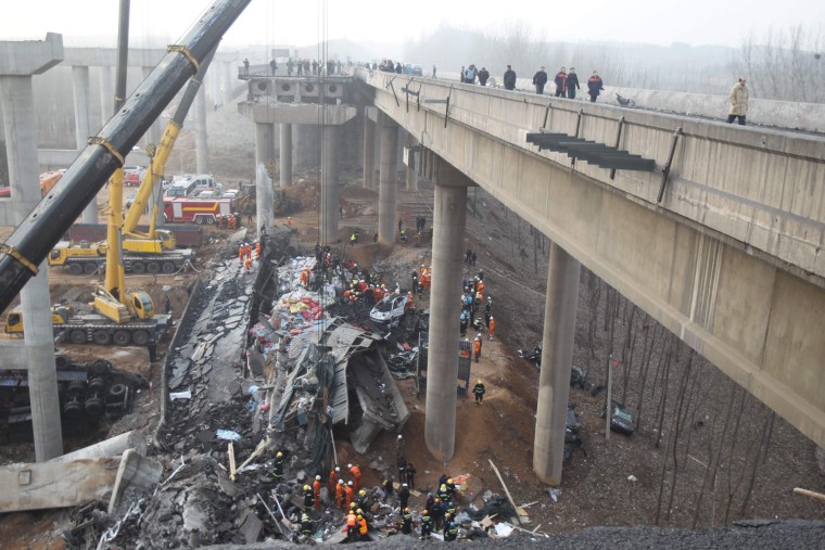 Fireworks truck explodes, shattering a bridge in China