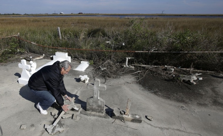 Louisiana cemeteries sinking, washing away due to coastal erosion