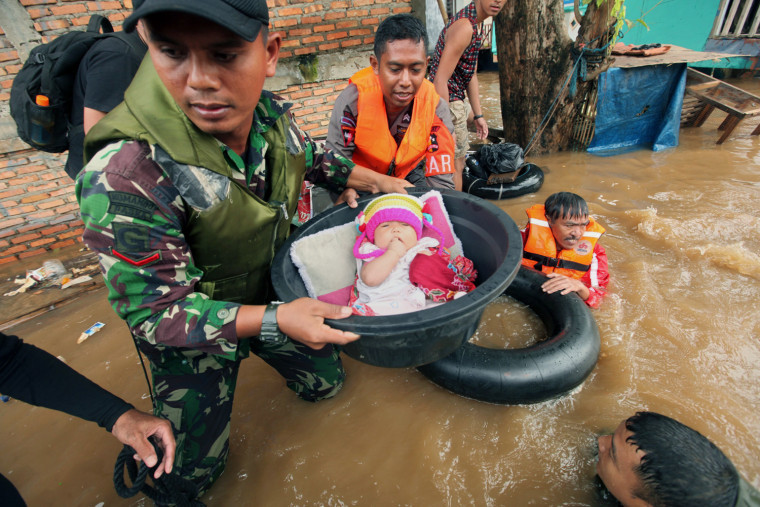 Rescues under way in flooded Jakarta
