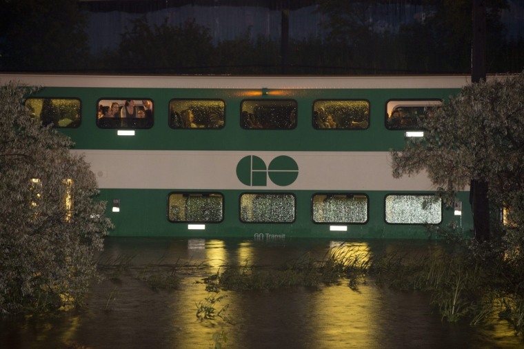 Stranded passengers rescued after 7 hours on flooded Toronto train