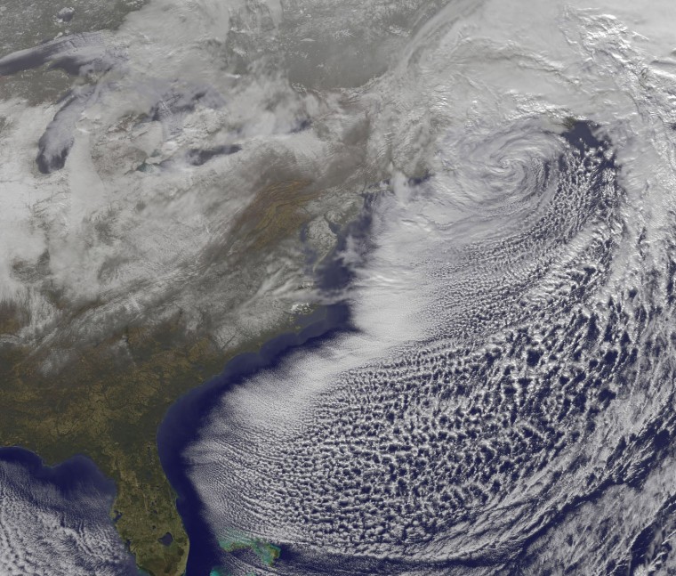 Satellite view of the storm that brought snow to the U.S. east coast