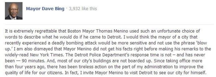 Angry Detroit mayor responds to slight from Boston with harsh words
