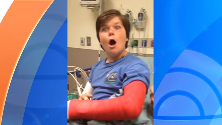 Boy has hilarious reaction to seeing arm in cast