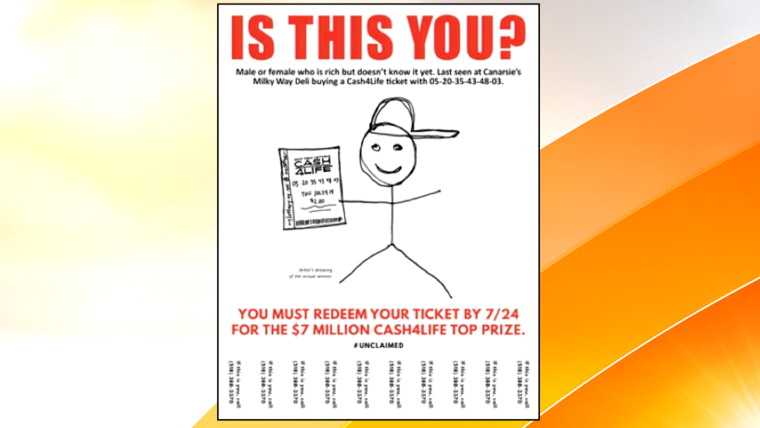 $7 million lottery winner sought with stick figure posters