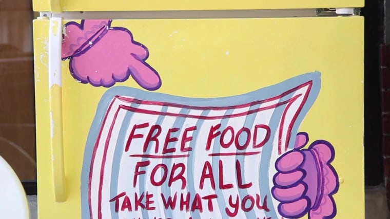 Free food fridges pop up around U.S. Meet one woman who is stocking them.