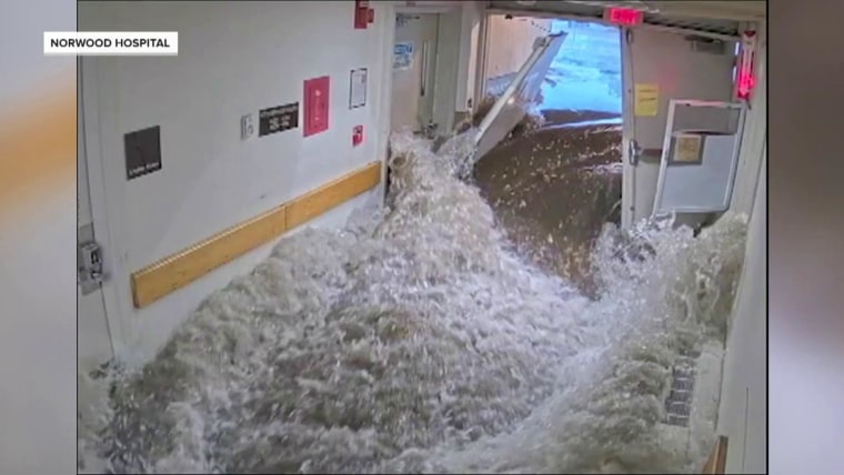 Video shows floodwaters surging through Massachusetts hospital that now ...