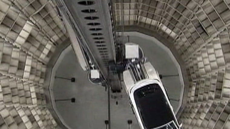 Car tower in Germany delivers new VW's