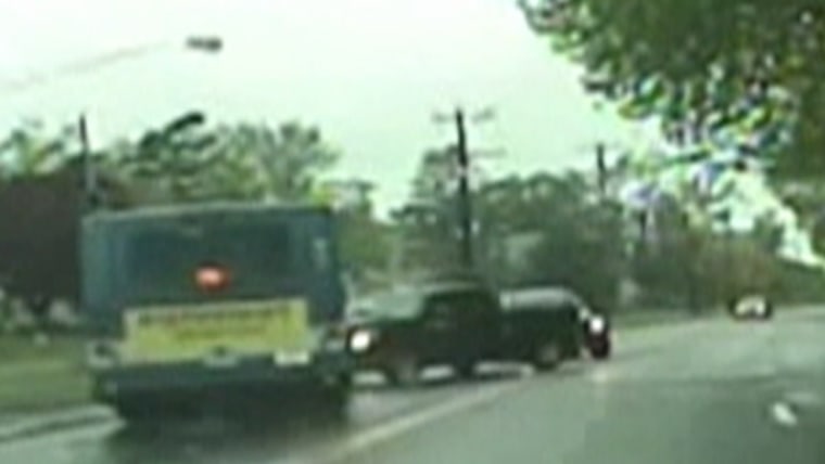 Runaway bus caught on dash-cam