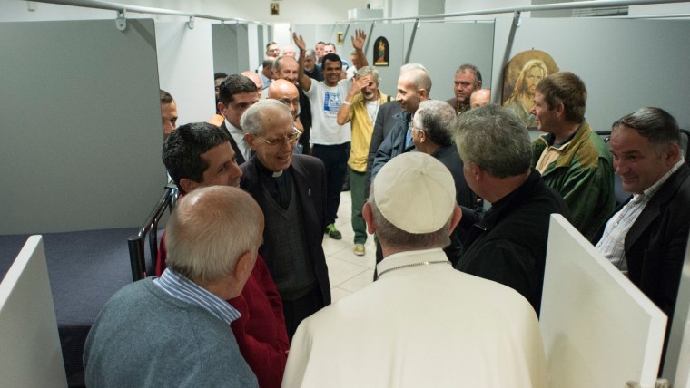 Pope Francis Visits Jesuit-Run Homeless Shelter Near Vatican